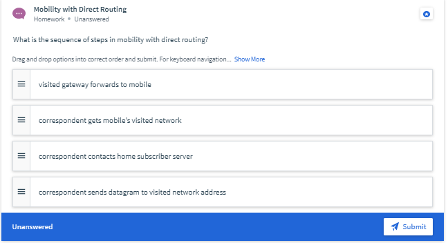 Solved Mobility with Direct Routing Homework. Unanswered | Chegg.com