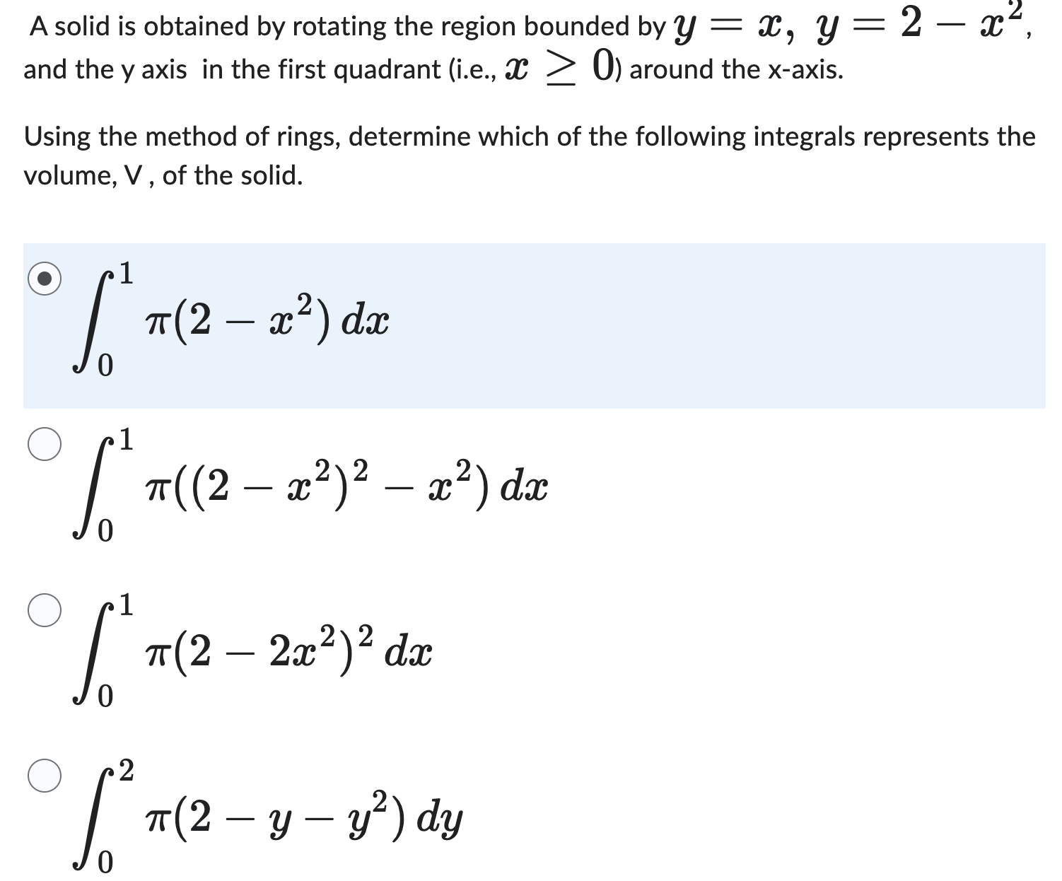 Solved A solid is obtained by rotating the region bounded by | Chegg.com
