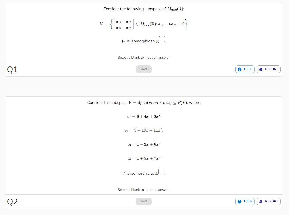 Solved Consider the following subspace of M2×2(R) : | Chegg.com