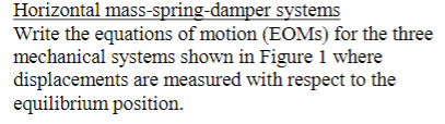 Solved Horizontal mass-spring-damper systems Write the | Chegg.com