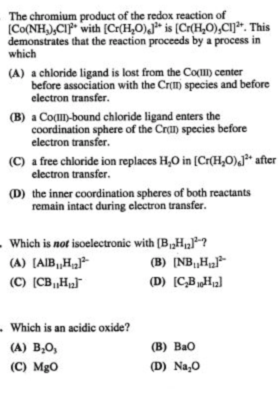 Solved The chromium product of the redox reaction of | Chegg.com