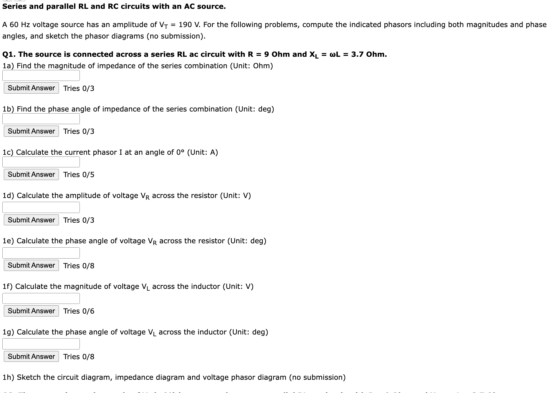 Solved Series and parallel RL and RC circuits with an AC | Chegg.com