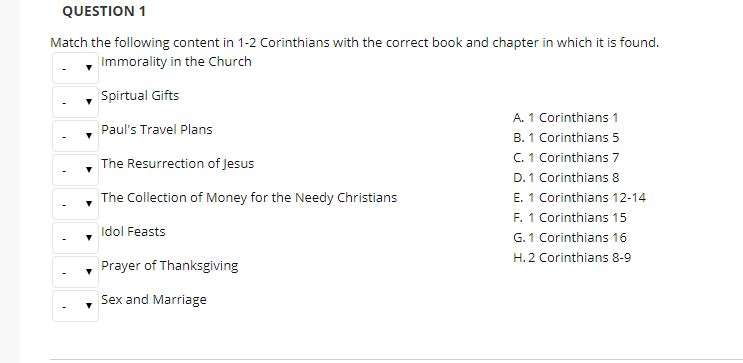 Solved QUESTION 1 Match the following content in 1-2 | Chegg.com