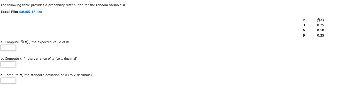 Solved The following table provides a probability | Chegg.com