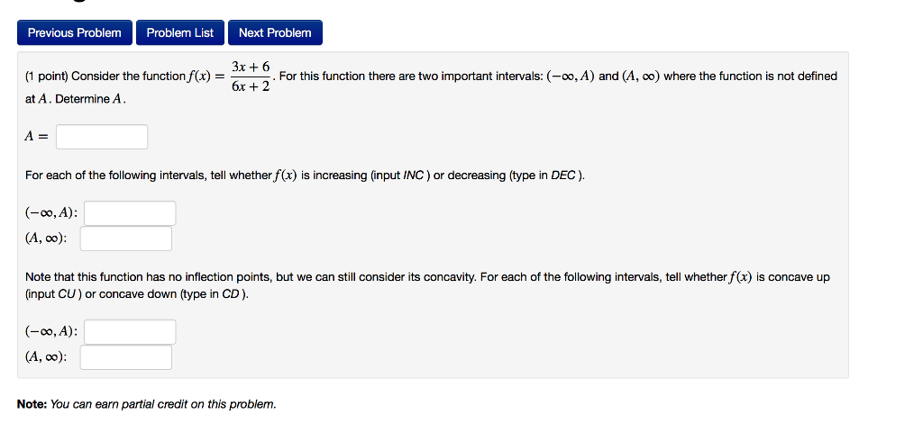 Solved (1 point) Consider the function f(x) = -6x2 + 6x - 4. | Chegg.com