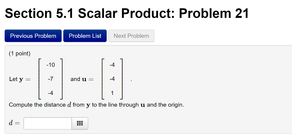 Solved Section 5.1 Scalar Product: Problem 21 Problem List | Chegg.com