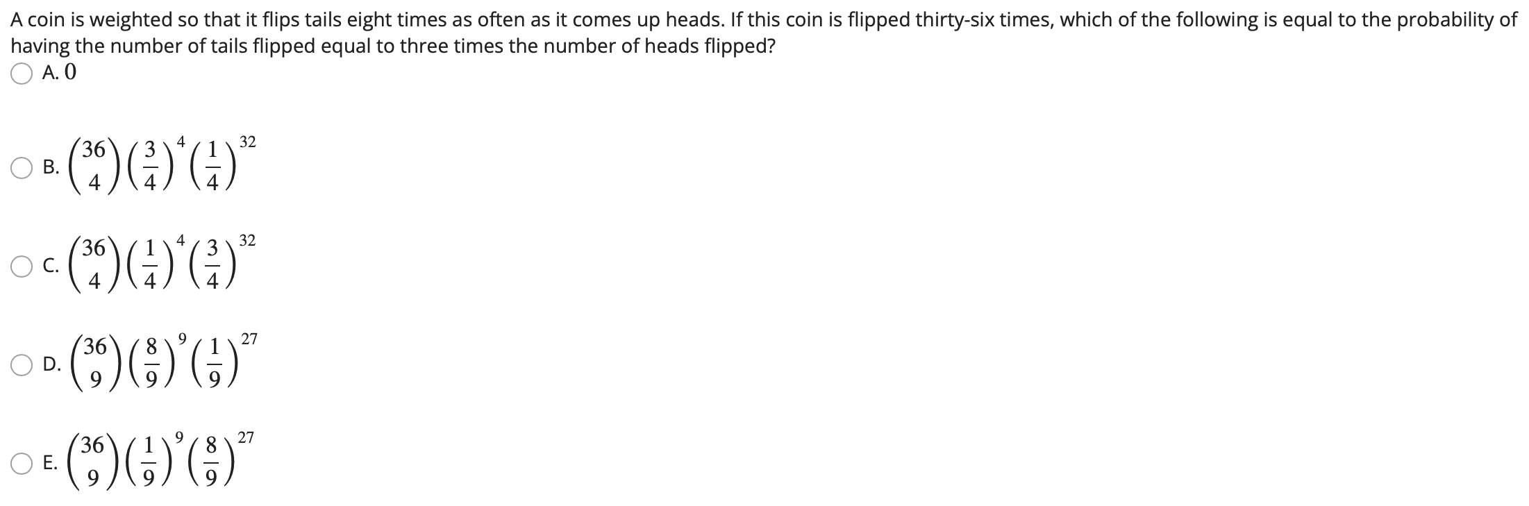 Solved A coin is weighted so that it flips tails eight times | Chegg.com