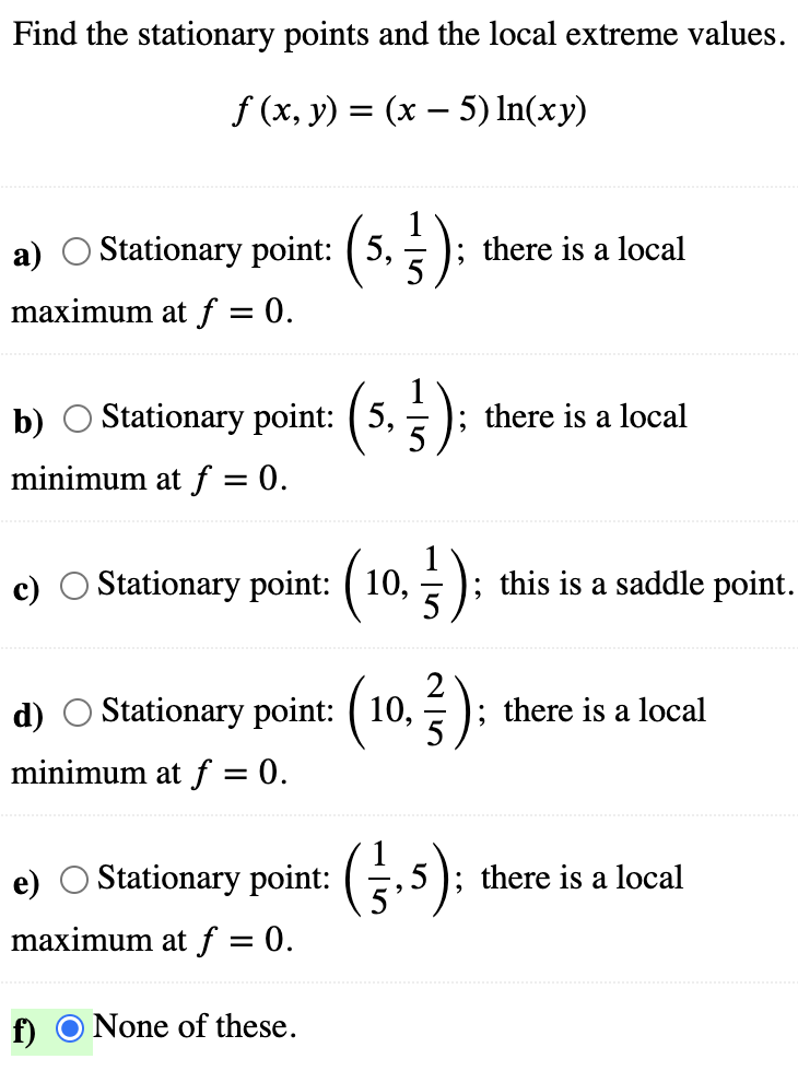 Solved Find the stationary points and the local extreme | Chegg.com