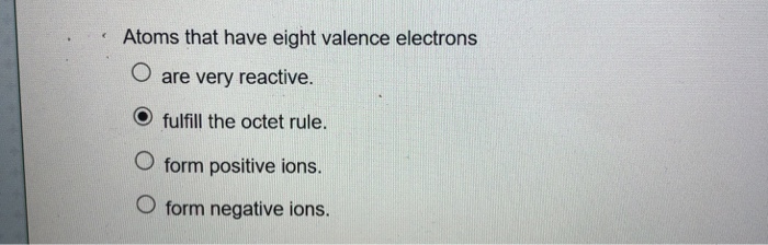 Solved Atoms that have eight valence electrons O are very | Chegg.com
