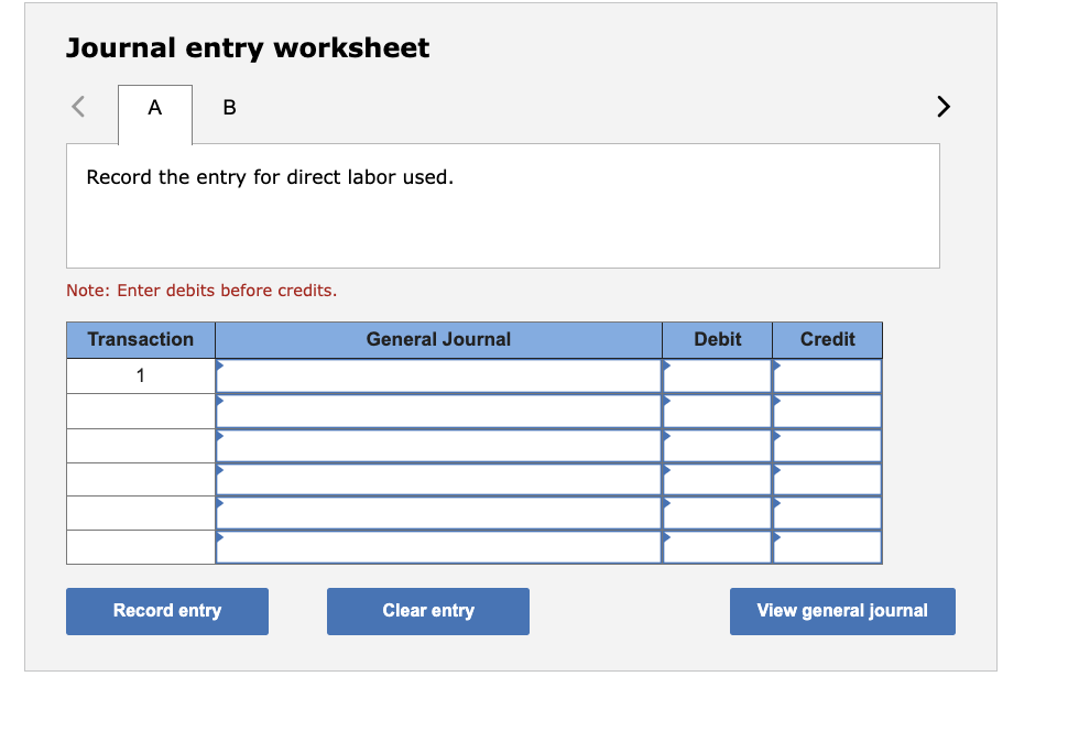 Solved Journal entry worksheet Record the entry for direct | Chegg.com