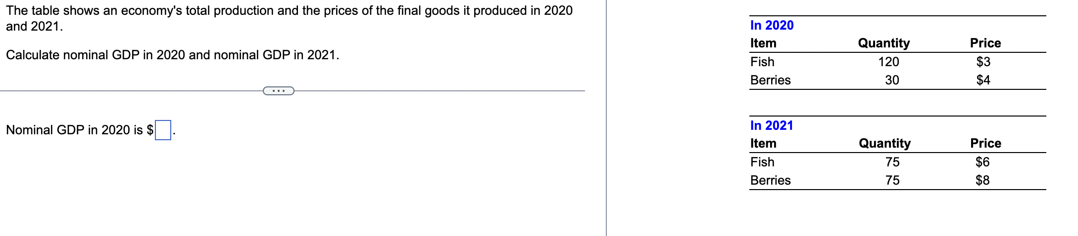Solved The table shows an economy's total production and the | Chegg.com