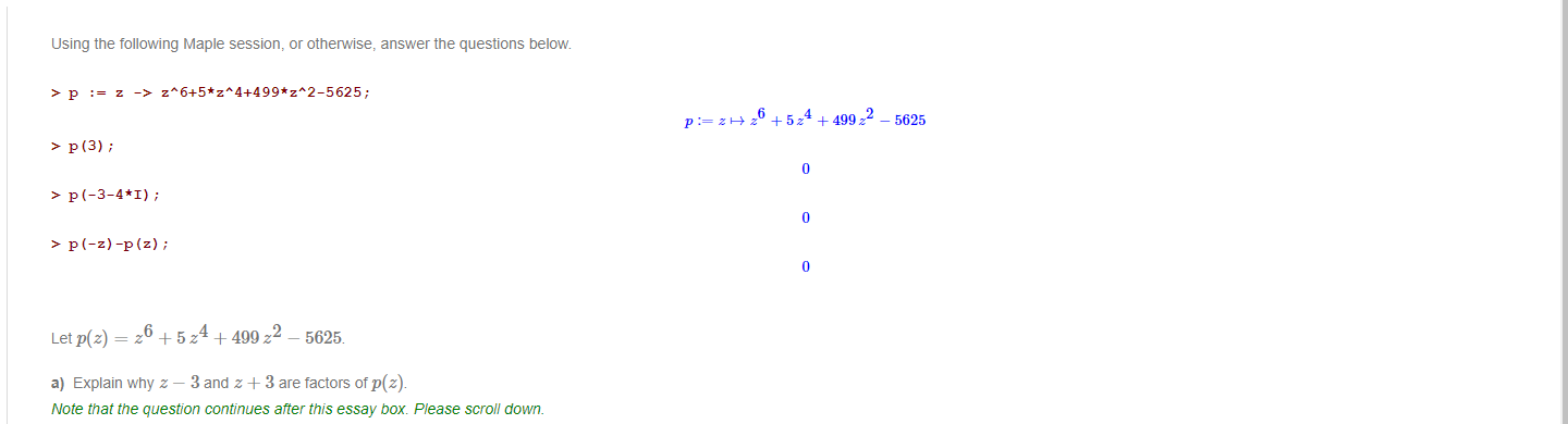 Solved Using the following Maple session, or otherwise, | Chegg.com
