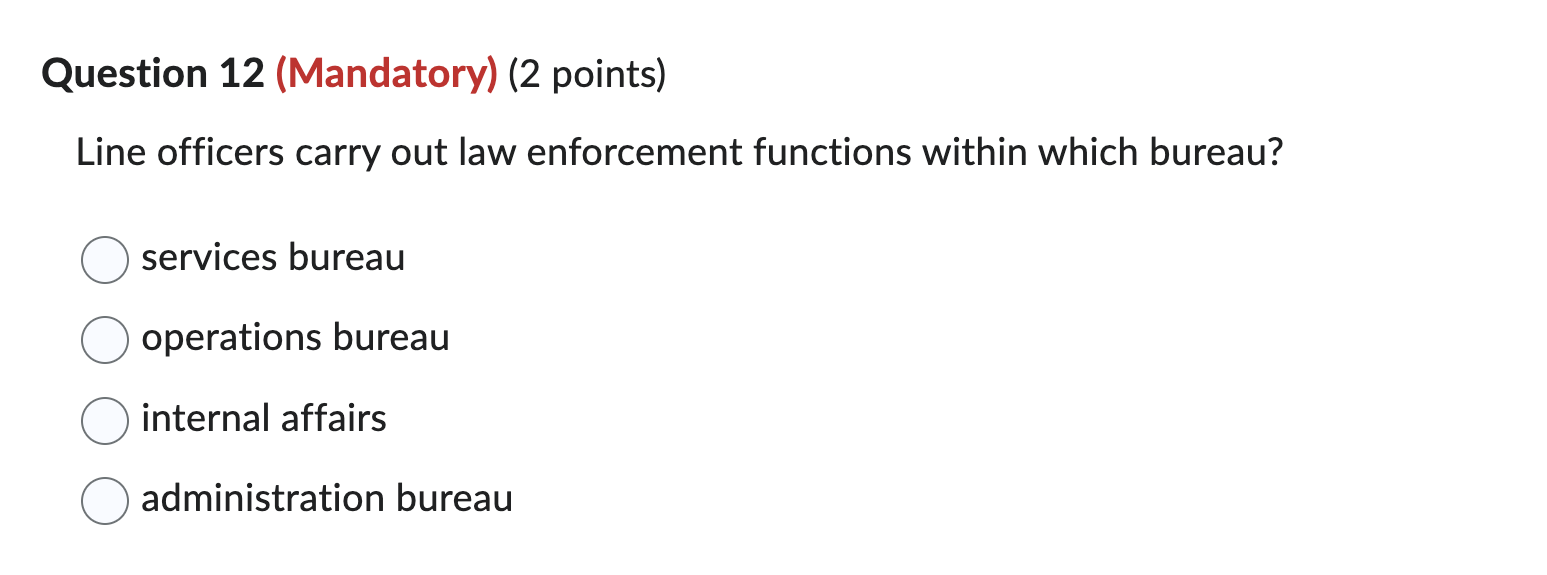 Solved Line officers carry out law enforcement functions | Chegg.com