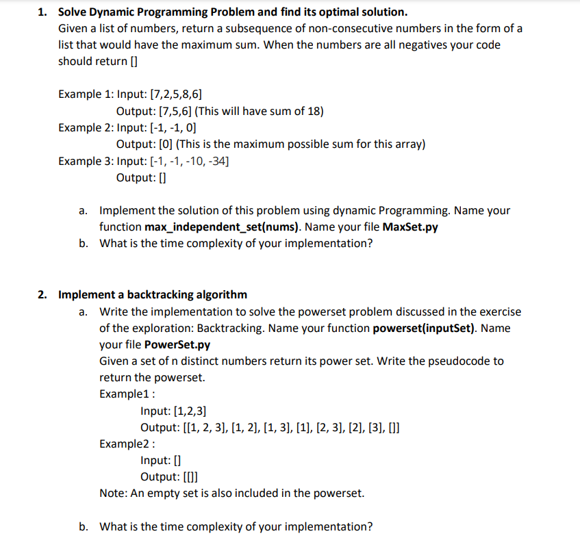 Solved The submitted report should answer: 1. For Problem 1 | Chegg.com