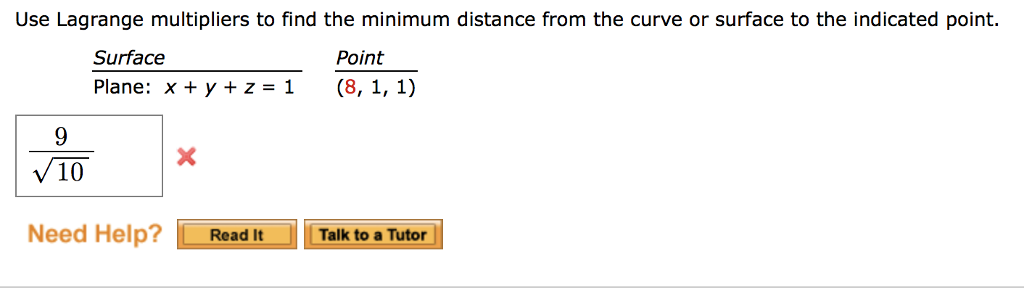 Solved Use Lagrange multipliers to find the minimum distance | Chegg.com