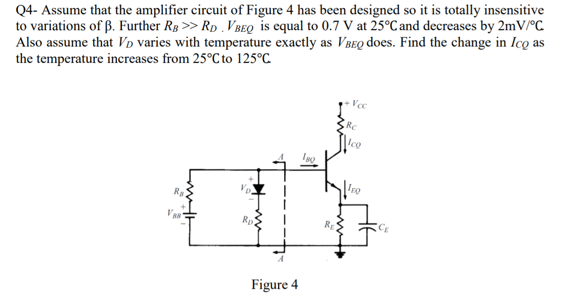Solved Q4- Assume that the amplifier circuit of Figure 4 has | Chegg.com