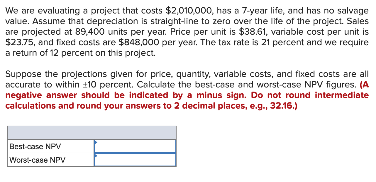 Solved We are evaluating a project that costs $2,010,000, | Chegg.com