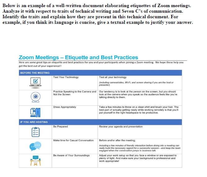Below is an example of a well-written document | Chegg.com