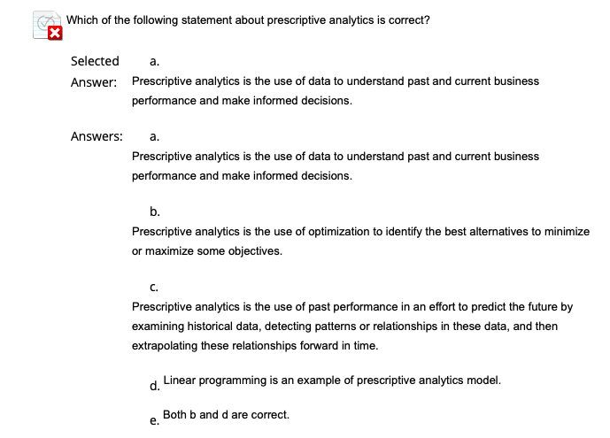 Solved Which of the following statement about prescriptive | Chegg.com