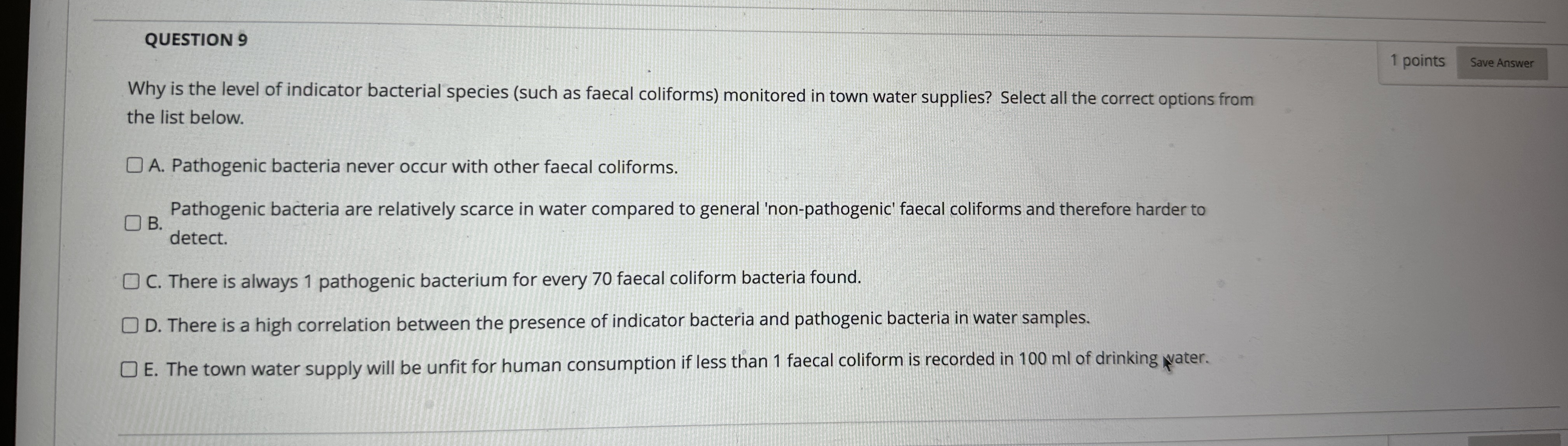 Solved Why is the level of indicator bacterial species (such | Chegg.com