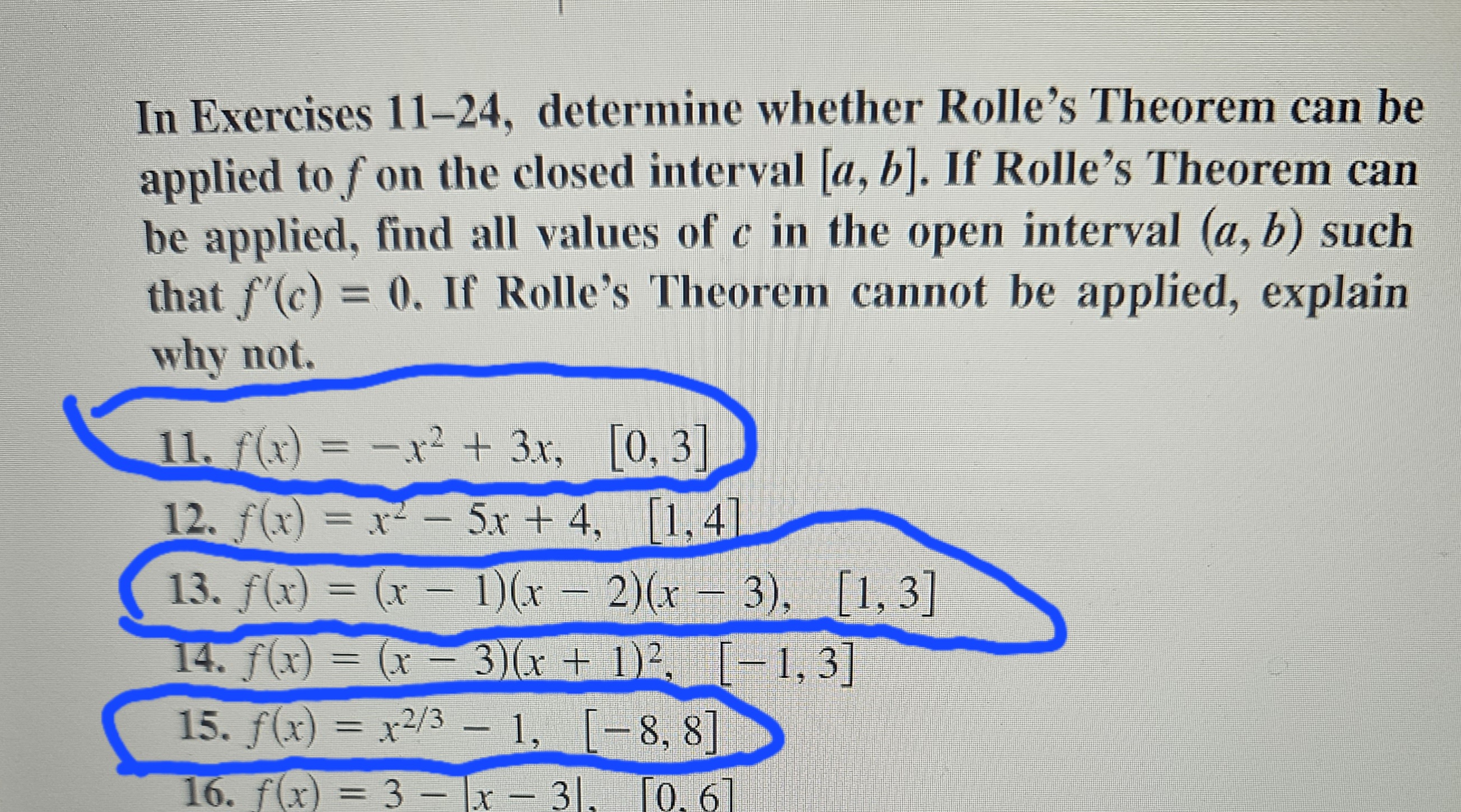 Solved In Exercises 11-24, determine whether Rolle's Theorem | Chegg.com