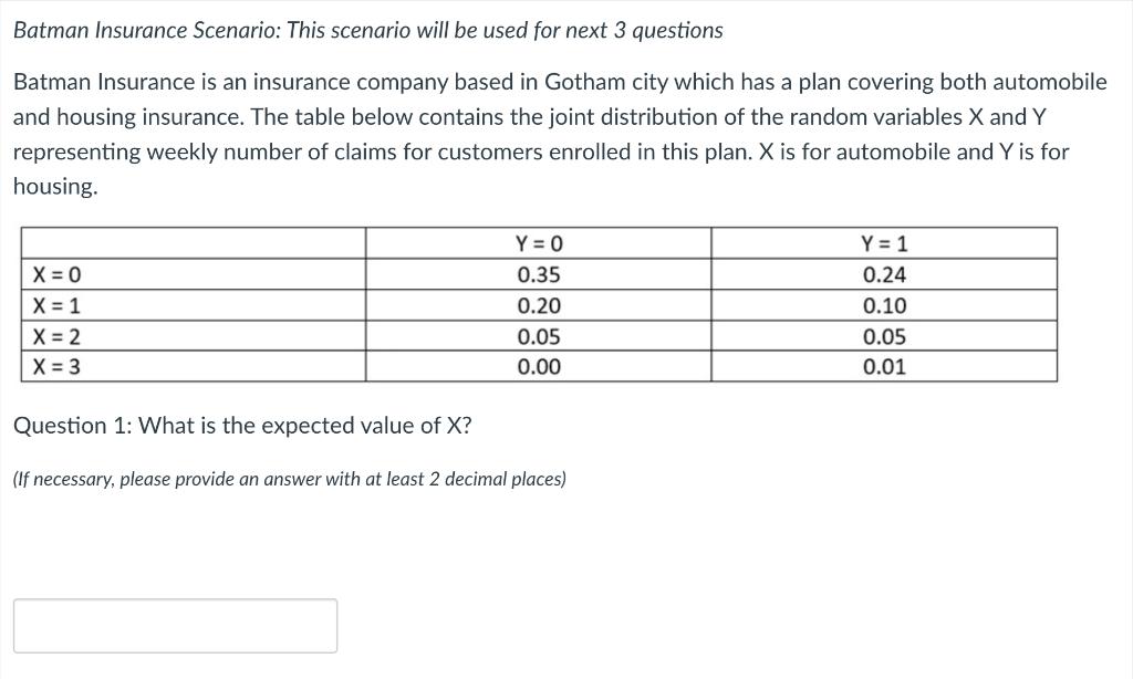 Solved Batman Insurance Scenario: This scenario will be used | Chegg.com