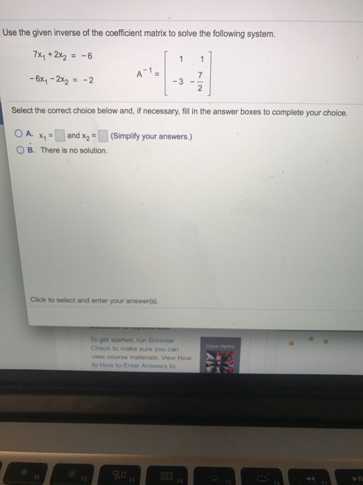 Solved Use the given inverse of the coefficient matrix to | Chegg.com