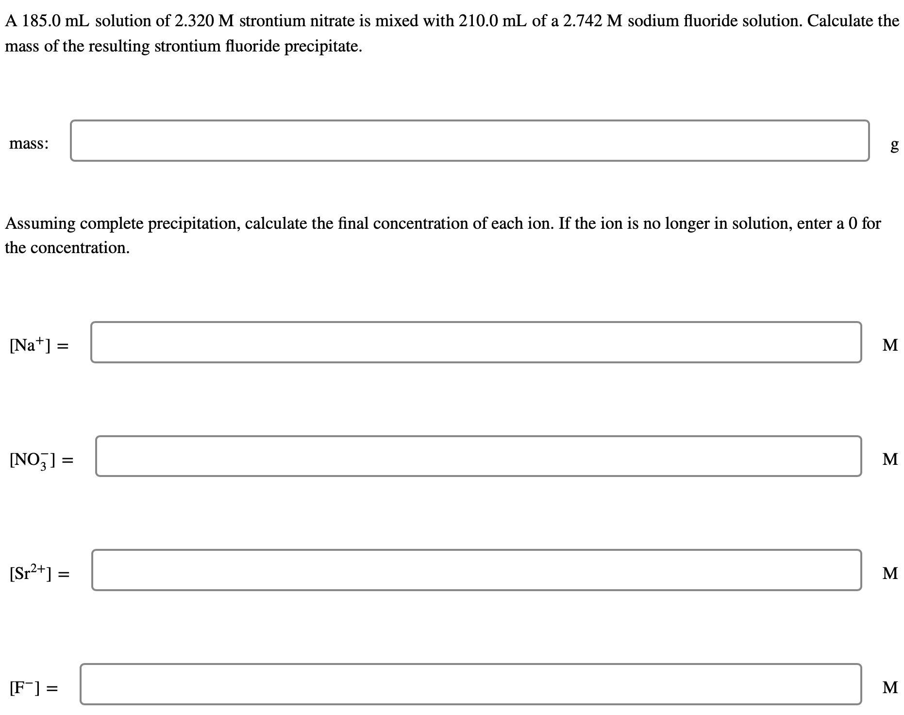 Solved A 185.0 mL solution of 2.320M strontium nitrate is | Chegg.com