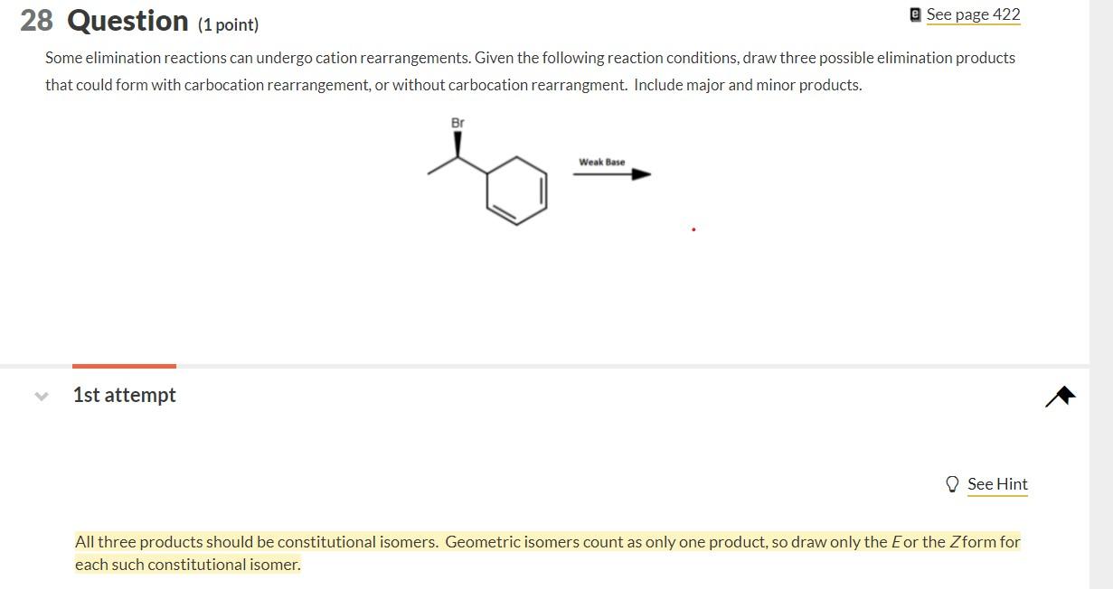 Solved @ See page 422 28 Question (1 point) Some elimination | Chegg.com