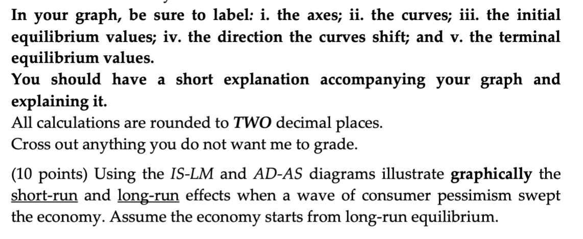 Solved In your graph, be sure to label: i. the axes; ii. the | Chegg.com