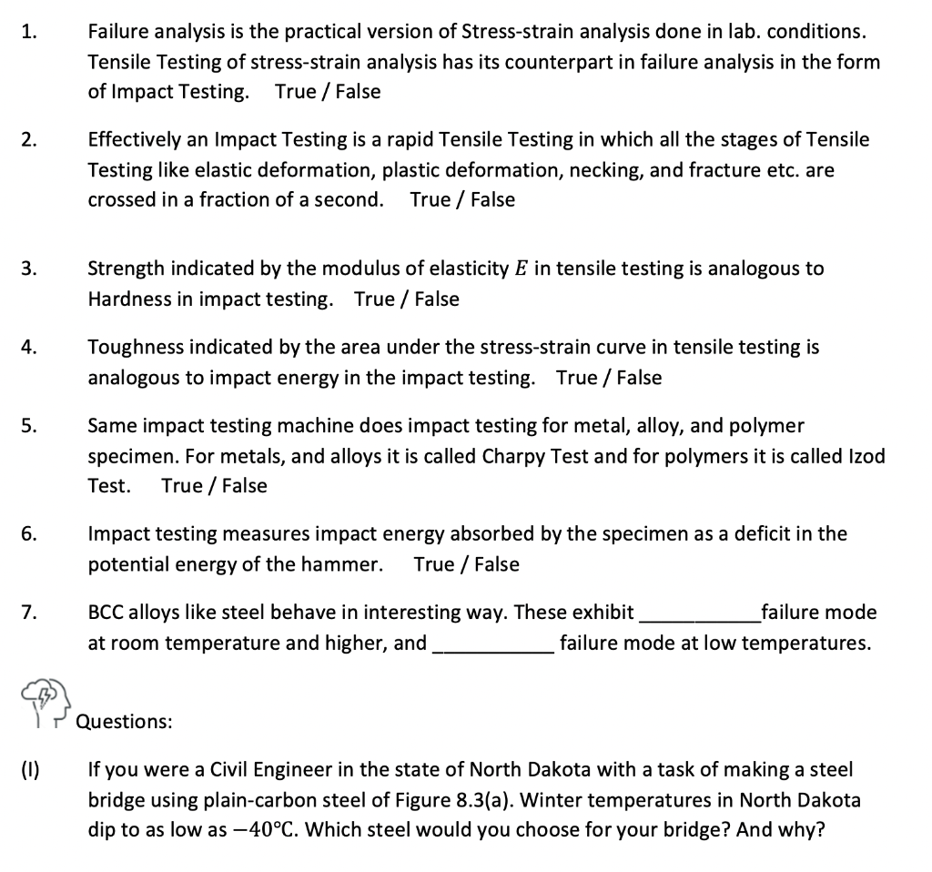 Solved 1. Failure analysis is the practical version of | Chegg.com