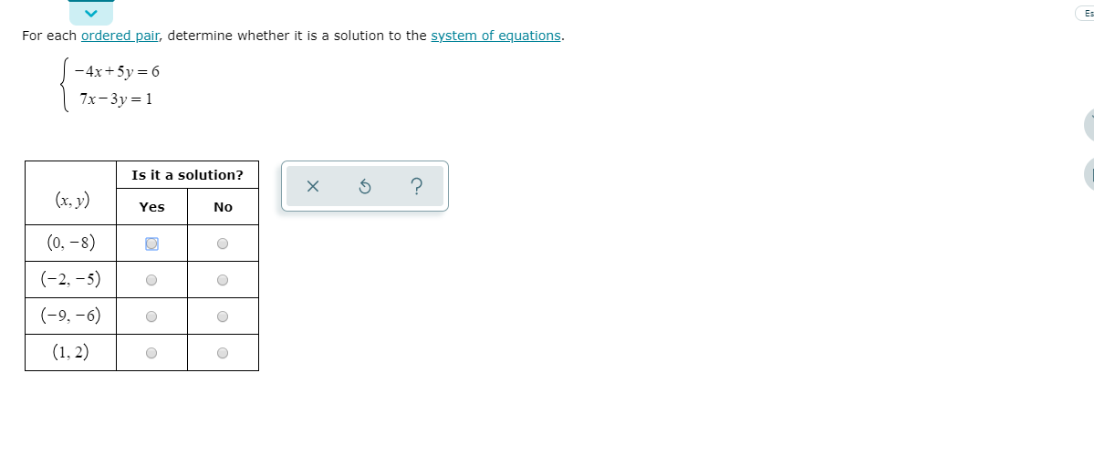 Solved For each ordered pair, determine whether it is a | Chegg.com