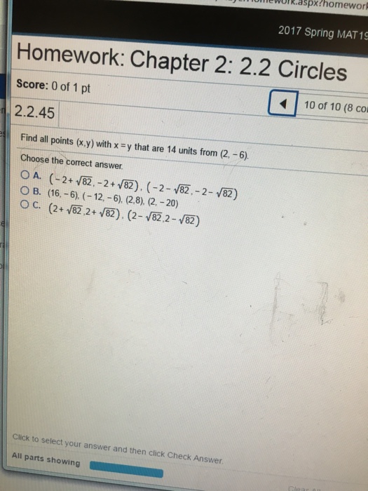 Solved Find all points (x, y) with x = y that are 14 units | Chegg.com