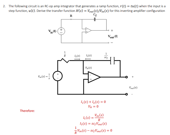 Solved 2. The following circuit is an RC-op amp integrator | Chegg.com