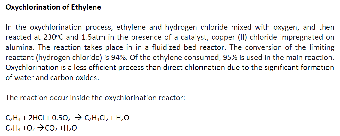 Solved Oxychlorination of Ethylene In the oxychlorination | Chegg.com