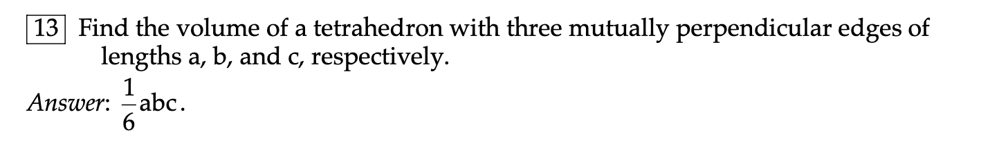 Solved Find the volume of a tetrahedron with three mutually | Chegg.com