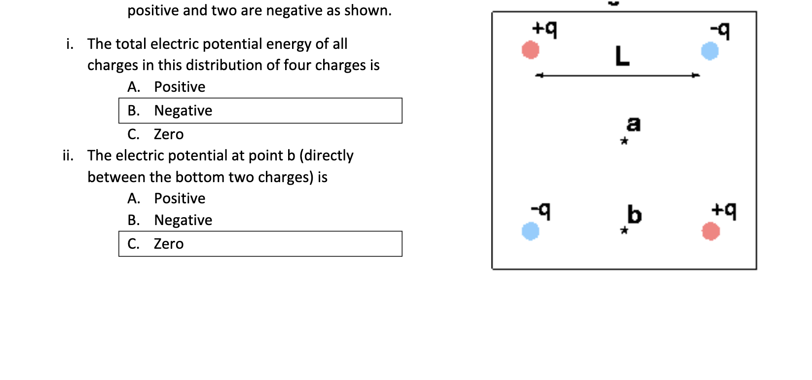 Solved i. The total electric potential energy of all charges | Chegg.com