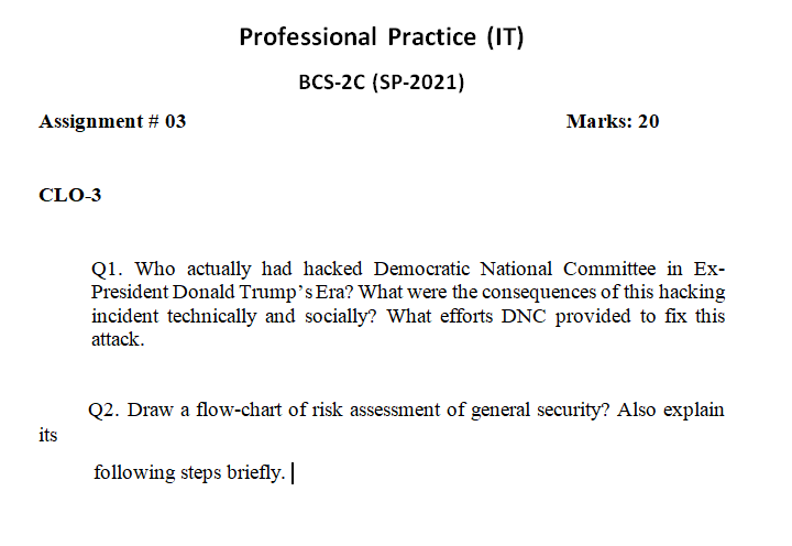 Solved Professional Practice (IT) BCS-2C (SP-2021) | Chegg.com