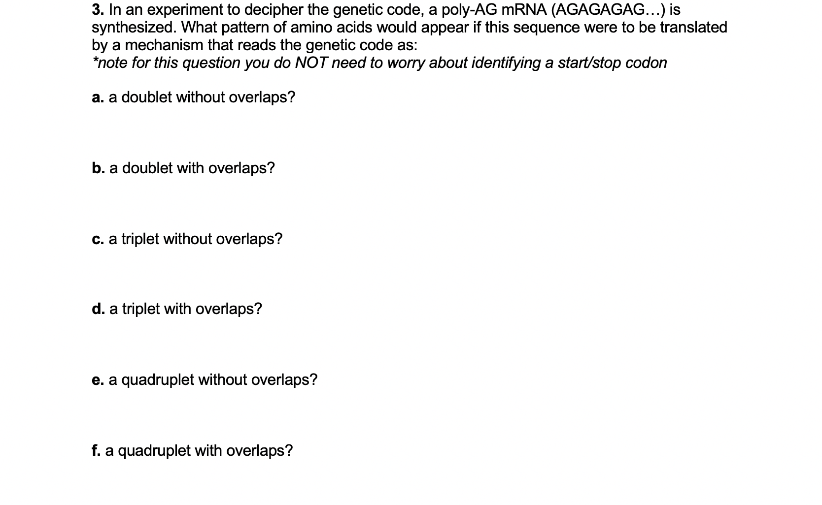 Solved 3. In an experiment to decipher the genetic code, a | Chegg.com
