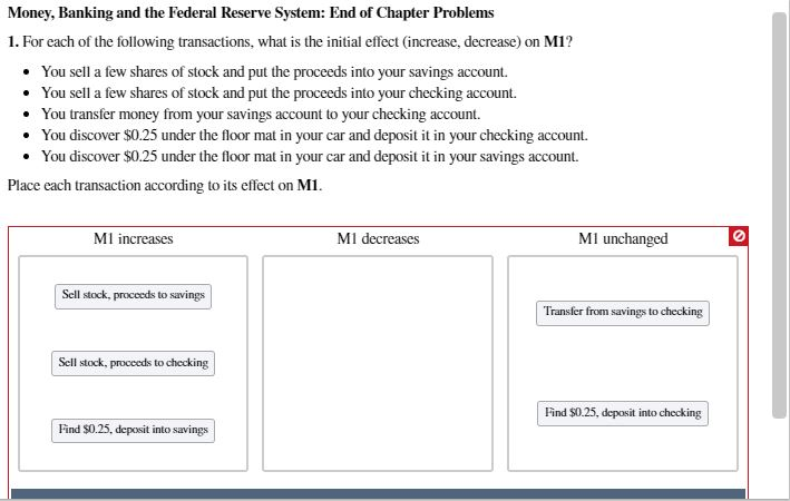 Solved Money, Banking and the Federal Reserve System: End of | Chegg.com