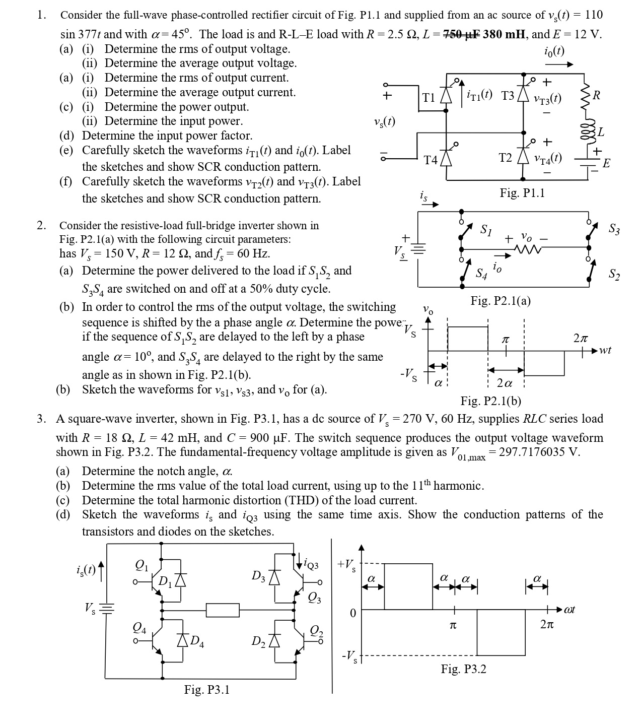 Solved Consider the full-wave phase-controlled rectifier | Chegg.com