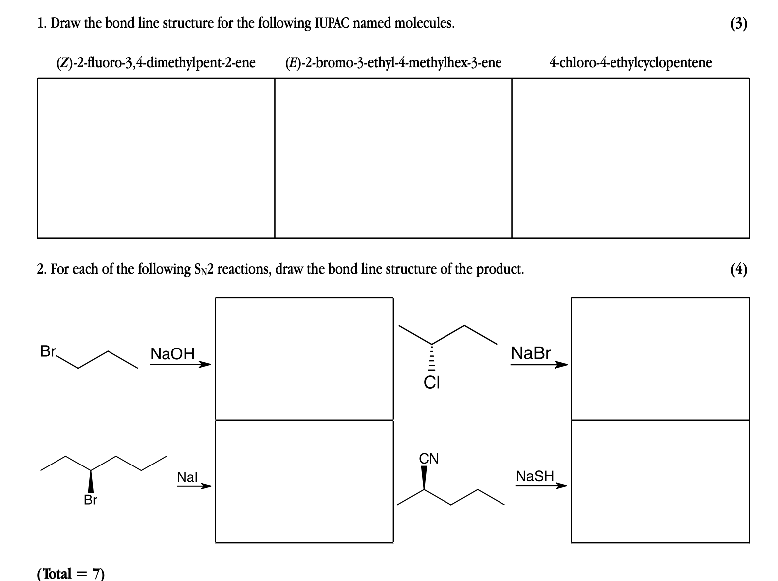 Solved 1. Draw the bond line structure for the following | Chegg.com
