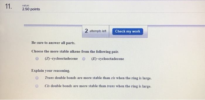 Solved 11, value 2.50 points 2 attempts left Check my work | Chegg.com