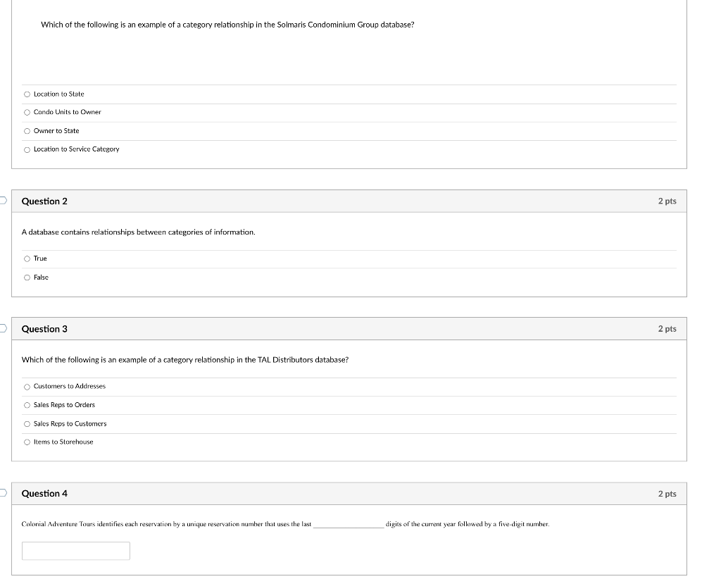Solved Which of the following is an example of a category | Chegg.com