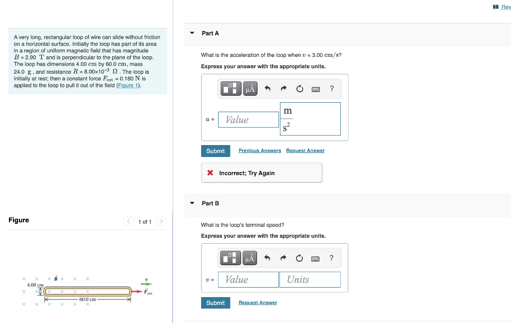 Solved I Rey Part A A very long, rectangular loop of wire | Chegg.com