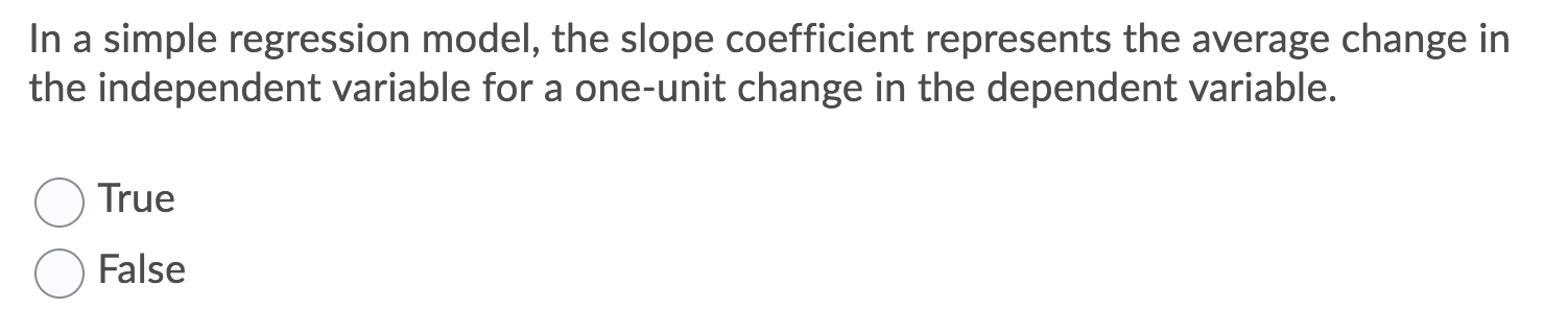 Solved In a simple regression model, the slope coefficient | Chegg.com