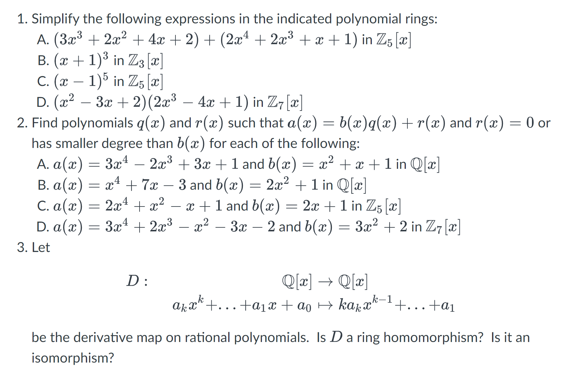 Solved 1. Simplify the following expressions in the | Chegg.com
