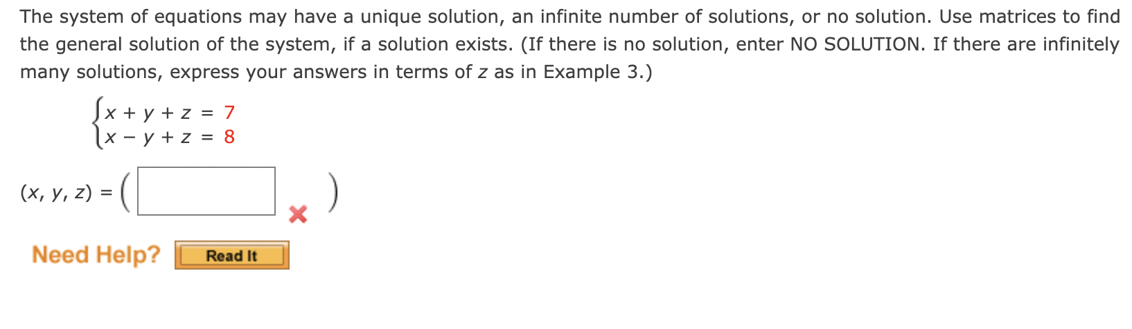 Solved a The system of equations may have a unique solution, | Chegg.com
