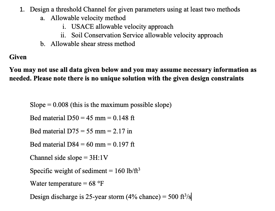 1. Design a threshold Channel for given parameters | Chegg.com