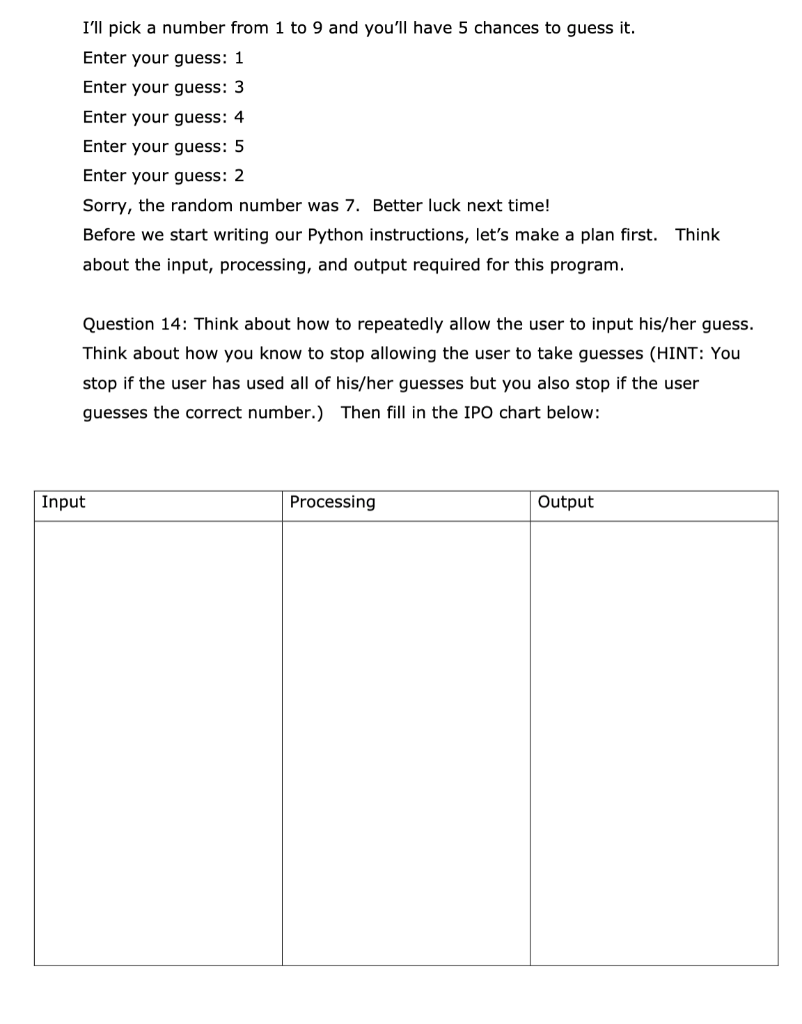 Solved laking a Guessing Game Now that you have an | Chegg.com